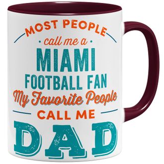 OM3 Miami-Fan Tasse - Keramik Becher - American Football Mug - 11oz 325ml - Beidseitig Bedruckt - Bordeaux