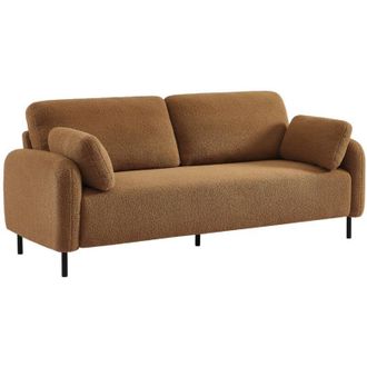 Sweeek Sweeek - 3-Sitzer Sofa mit Boucl&eacute;-Bezug und Metallf&uuml;&szlig;en, Boucl&eacute;, Dunkelbeige