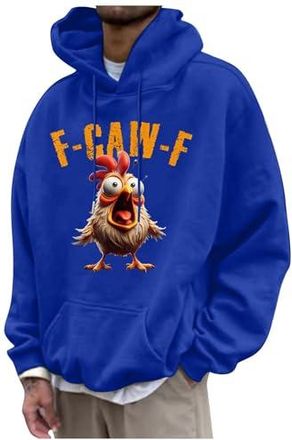 Generico Sweat &agrave; capuche surdimensionn&eacute; pour homme, mythologie m&eacute;di&eacute;vale nordique avec motif de poussin pull &agrave; imprim&eacute; poussin dr&ocirc;le gothique Hippie Hiphop Str