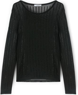 Motivi Femme, Tops, Noir, Taille: 40 FR T-shirt en tulle avec strass