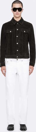 AllSaints Chaiyo Trucker-Jacke aus Wildleder in Tanner Black-Schwarz