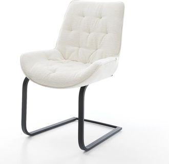 DELIFE Freischwinger Taimi-Flex Bouclé Soft Beige Freischwinger flach Schwarz, Esszimmerstühle