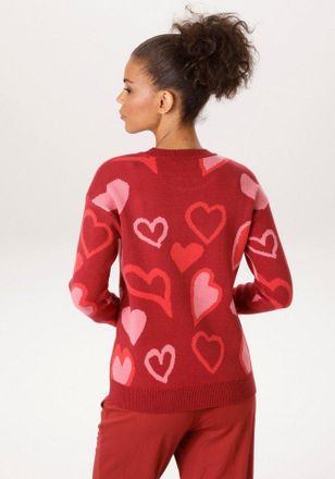Aniston Strickpullover mit eingestrickten, grafischen Herzen