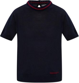 Moncler Femme, Tops, Bleu, Taille: 42 FR Top avec logo brod&eacute;