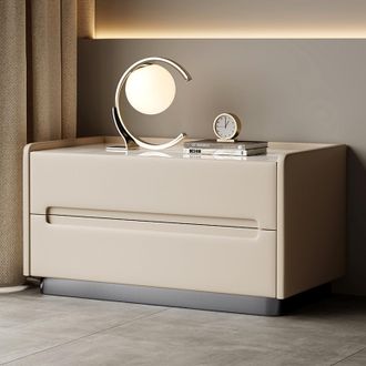 Generic 50&times;40&times;50 cm Italienischer Minimalistischer Nachttisch Mit Durchgehender Sintersteinplatte - Leichter Luxus-Nachttisch for Hauptschlafzimmer