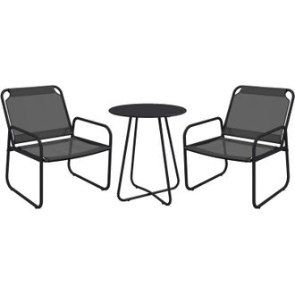 OUTSUNNY Ensemble salon de jardin 3 pcs 2 fauteuils et table ronde gris