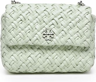 Tory Burch Femme, Sacs, Vert, Taille: ONE Size Britten Woven Small Shoulder Bag