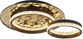 Globo Lighting LED Deckenleuchte Wohnzimmerlampe Aluminium gold schwarz Kristalloptik L 50,5 cm