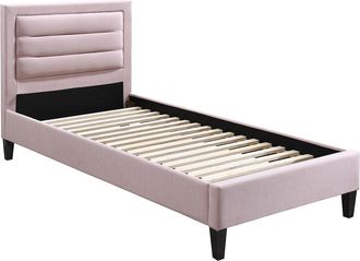 Vente-Unique Bett 90 x 190 cm mit gepolstertem Kopfteil - Rosa - MACHUPIO