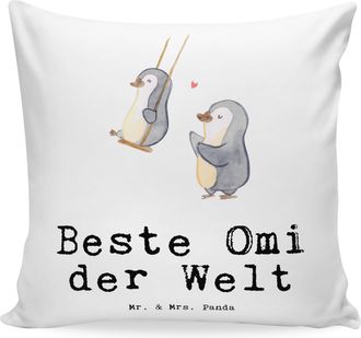 Mr. & Mrs. Panda Sofakissen Omi - Geschenk, sitzkissen, Dekokissen 40x40, Kissenh&uuml;lle, Enkelkind, Geburtstag, Schenken, Enkelin, Freude Machen