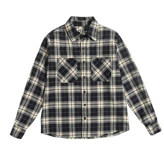 Generic Chemise &agrave; carreaux en flanelle &agrave; manches longues pour homme, chemise boutonn&eacute;e tartan pour homme, chemise polyvalente d&eacute;contract&eacute;e, confortable, class