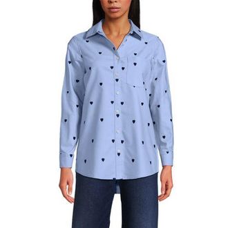 Lands End Langarm Oxford-Hemdbluse, Damen, Gr&ouml;&szlig;e:44-46 regular, Blau, Baumwolle, by Lands End