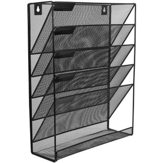 Cabilock Wandmontierter Mail Organizer mit F&auml;chern Stapelbarer Wandhalter f&uuml;r Dokumente und Dateien Schwarzer Drahtkorb B&uuml;ro Organizer f&uuml;r Zuhause Schule B&uuml;ro