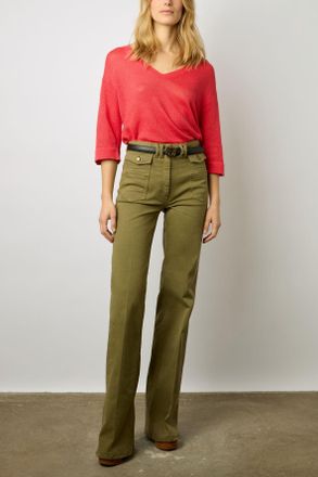 Gerard Darel Pull col V en lin - LEE - Ecrevisse