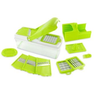 COOK CONCEPT KD3056, Mandoline avec 5 lames réversibles en acier inoxydable et plastique, design ergonomique, couleurs variées, dimensions 14,3 x 6,3 x 35,5 cm, ro