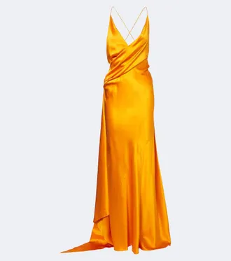 Alex Perry Robe longue asym&eacute;trique en soie