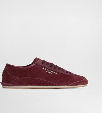 Dolce & Gabbana Lipari Aus Veloursleder - Mann Schn&uuml;rschuhe Burgundy 39