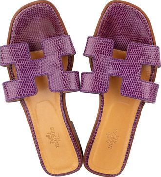 Herm&egrave;s Sandalen - Hermes Purple Lizard Oran Sandals (36) - Gr. ONE_SIZE - in Orange - f&uuml;r Damen