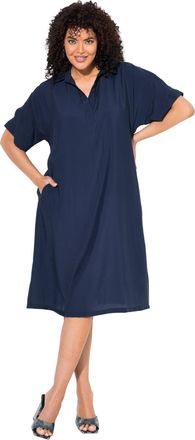 Ulla Popken Damen große Größen Übergrößen Plus Size Polokleid mit Schlitz am Ärmel