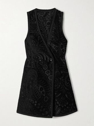 Etro Doppelreihige Weste Aus Samt Mit Jacquard-muster - Schwarz