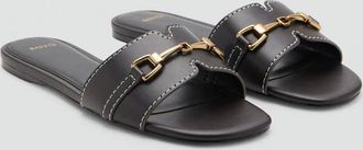 Mango Sandales brides d&eacute;tail m&eacute;tallique chocolat - Femme - 35 - MANGO