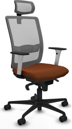 Piqueras y Crespo Schreibtischstuhl braun Haches mit wei&szlig;en und schwarzen Armlehnen, h&ouml;henverstellbare Lendenwirbelst&uuml;tze und h&ouml;henverstellbares Kopfteil, Grau/Braun