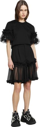 Comme Des Gar&ccedil;ons Spliced Wool and Tulle Shorts