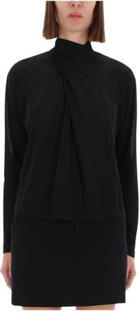 Versace Jeans Couture Femme, Blouses et Chemises, Noir, Taille: 36 FR Long Sleeve Twisted Neck Top