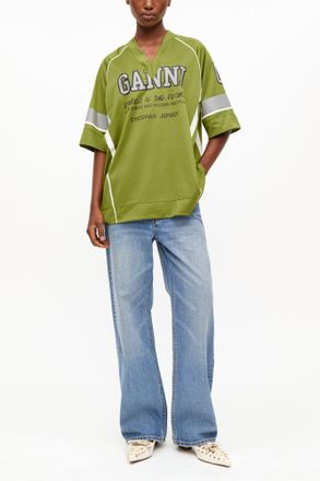 Ganni T-shirt oversize en maille verte League - Taille L/XL Vert - Pour Femme