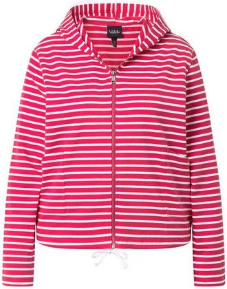 Ulla Popken Sweatjacke Sweatjacke Ringel Saumtunnel Kapuze