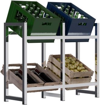 Clp Getr&auml;nkekistenst&auml;nder Metall freistehend Stack, platzsparendes Getr&auml;nkekistenregal robust und platzsparend f&uuml;r Getr&auml;nkekisten, Farbe:Chrom, Gr&ouml;&szlig;e:75x9