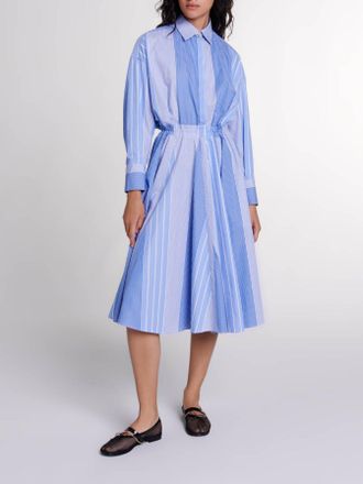 Maje Langes Gestreiftes Patchwork-kleid - Rayure Bleu Blanc - Gr&ouml;&szlig;e 34 - Maje