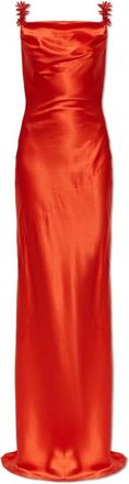 Balmain Femme, Robes, Rouge, Taille: 36 FR Robe en soie avec bretelles orn&eacute;es