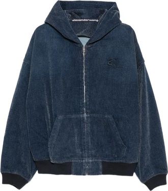 Alexander Wang Logo-embroidered Hooded Denim Jacket