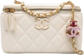 Chanel Sac Vanity &agrave; bandouli&egrave;re Pre-owned Vintage - Femme - Pre-owned - Blanc - Taille: ONE Size