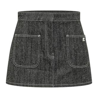 Courr&egrave;ges Jupe en jean &agrave; deux poches - Femme - Jupes - Noir - Taille: 36 FR