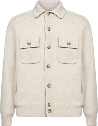 D4.0 Homme, Pulls, Beige, Taille: XL Veste en laine vierge tricot&eacute;e