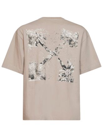 Off-white Mens T-Shirt Spices Arrow Skate Beige Cotton T-Shirts And Polos