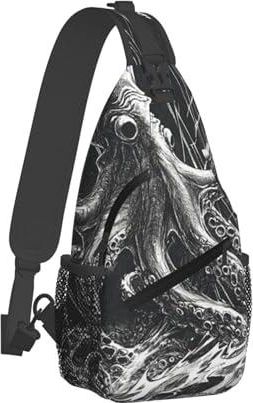 Generic L&eacute;ger Sacoche Homme Bandouliere Navire nautique Calmar g&eacute;ant Sacs &agrave; Bandouli&egrave;re Casual Sac DEpaule pour Cyclisme Randonn&eacute;e &eacute;cole