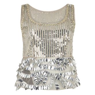 Alberta Ferretti Pailletten-Top - - Tops - Damen - Grau - L