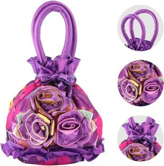 BESTONZON Paquet Seau de Soirée de Fleur pour Femme Paquet à Main de Soirée Violet Élégant et Léger Pratique pour Événement