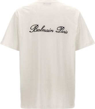 Balmain Logo-Embroidered T-Shirt - Cream