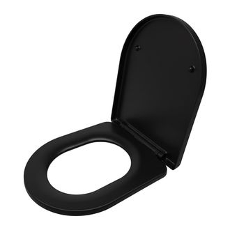 Relaxdays Toilettendeckel mit Absenkautomatik & Quick Release, 36 x 42 cm, Duroplast, Montage von Oben, D-Form, schwarz