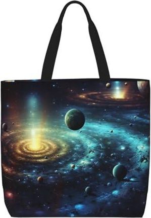 Generic Plan&egrave;tes De LEspace Extra-Atmosph&eacute;rique Sac Courses L&eacute;ger Sacs Pliable Sac Fourre-Tout Pour Plage Voyage Shopping
