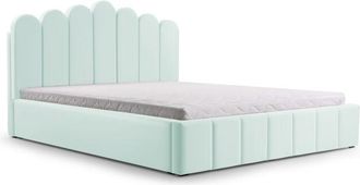 E-MEUBLES Polsterbett Bett mit Kopfst&uuml;tze, Rahmenbettgestell, Bettkasten und Lattenrost Doppelbett Gepolsterter Kopfteil Samststoff Stauraumbett bett 03