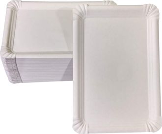 Wimex 100 Flache Pappteller weiß eckig 16 x 23 cm