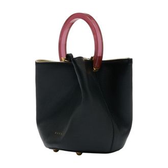Marni Womens Pannier Shoulder Bag Black Goatskin