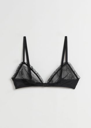 & Other Stories Transparenter Soft-Bh Mit Schmetterlingen - Schwarz