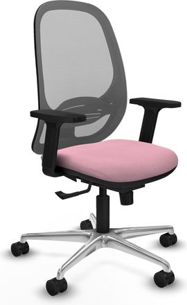 Piqueras y Crespo B&uuml;rostuhl in Rosa mit 2D-Armlehnen, h&ouml;henverstellbare Lendenwirbelst&uuml;tze, mit 3 Positionen und Schneideschaum, mit 65 mm Nylon-Rollen, Grau/Rosa