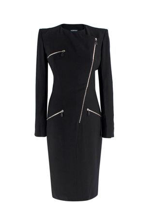 Alexander McQueen Black Dress with Silver Zips Size XS